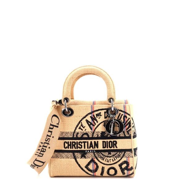 Dior | Bags | Christian Dior Lady Dlite Bag Cannage Embroidered Raffia ...